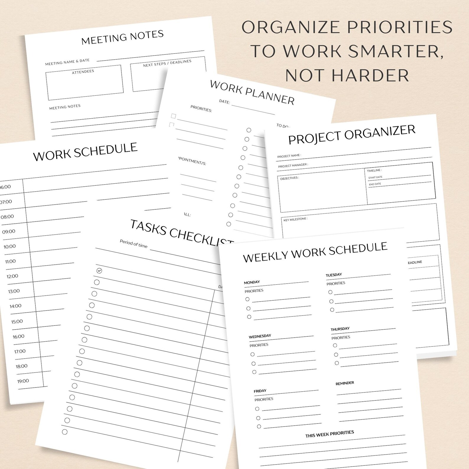 Office Work Planner, Work to Do List, Office Task Planner, Office ...