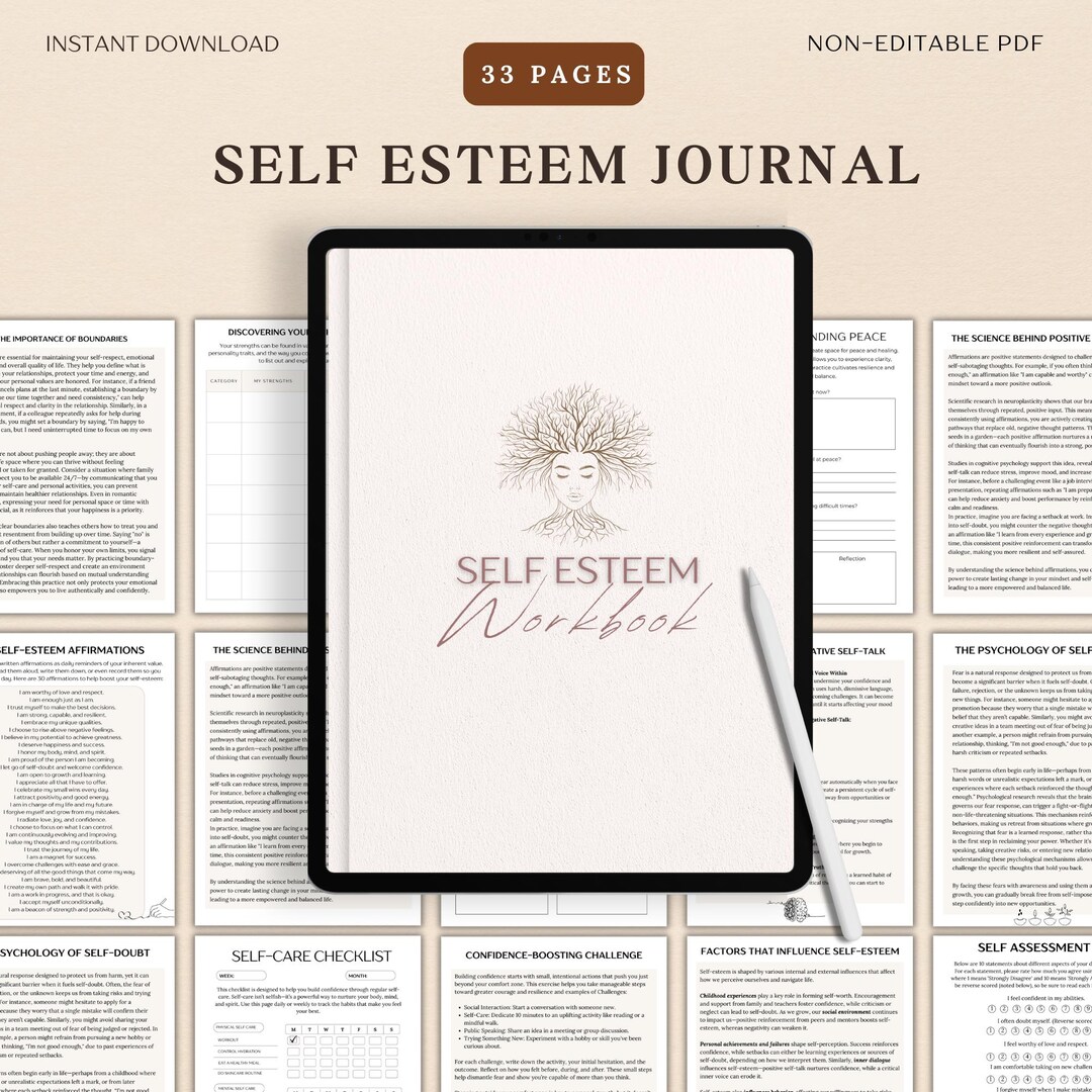 Printable Mental Health Self-esteem Workbook, Confidence Building ...