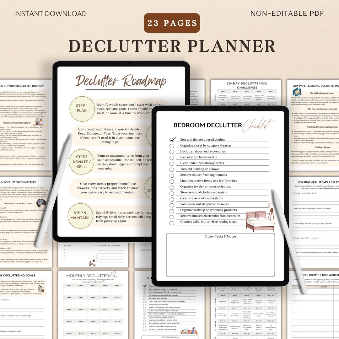 Printable Declutter Planner, Home Decluttering Checklist, Adhd ...