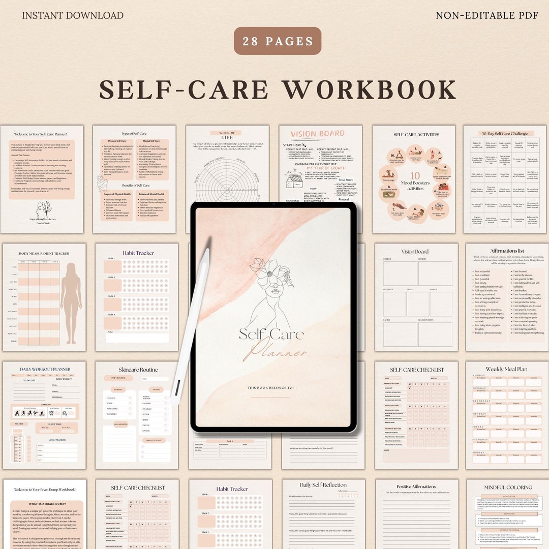 Self-care Planner Printable, Mindfulness Workbook, Self Love Journal ...
