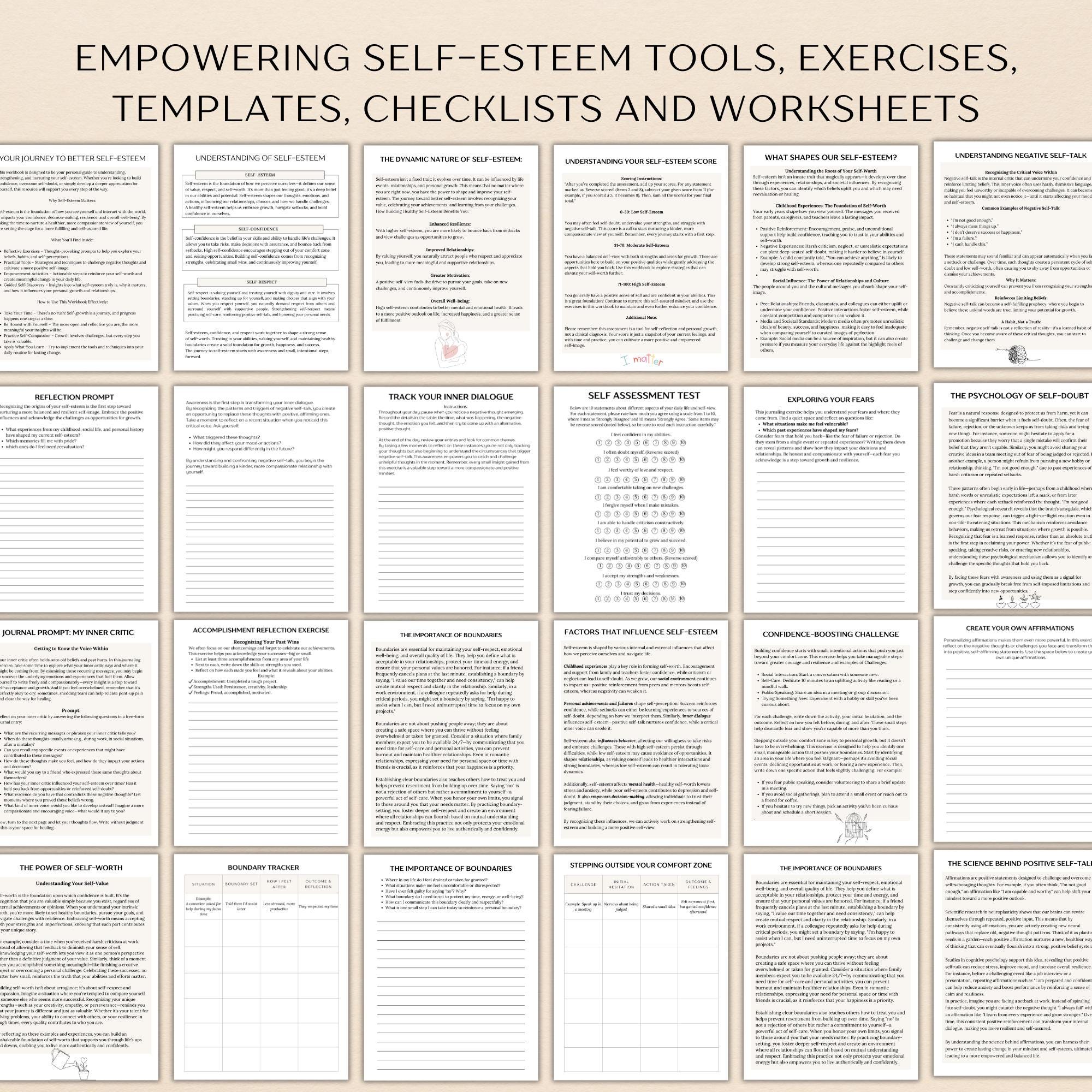 Printable Confidence Builder Journal, Self-esteem Workbook, CBT Therapy ...