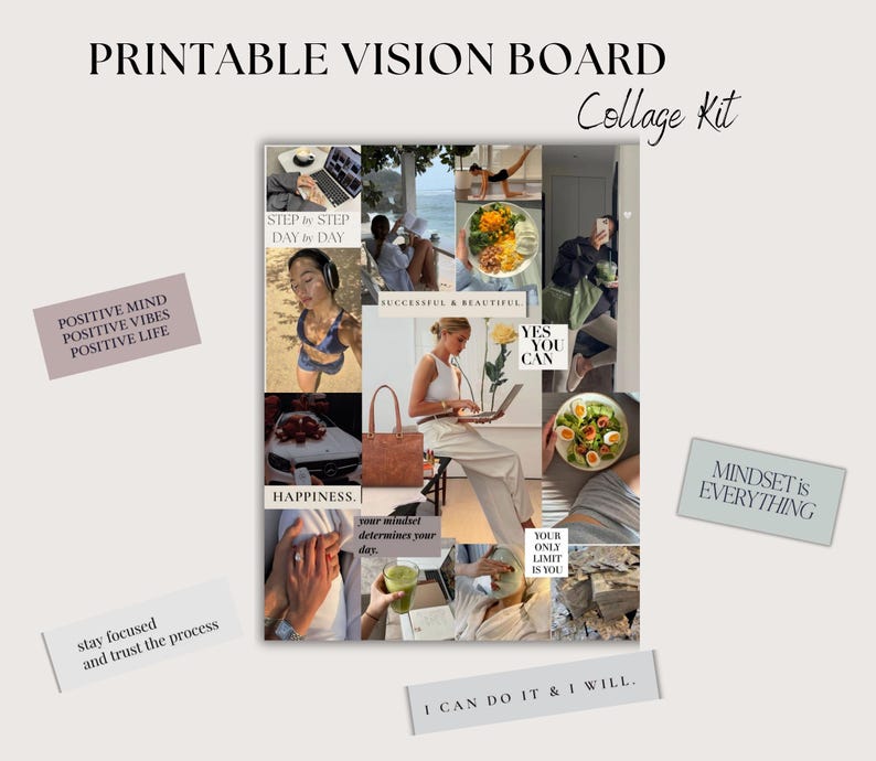 2026 Vision Board Kit, Vision Board Wall Collage, Mood Board ...