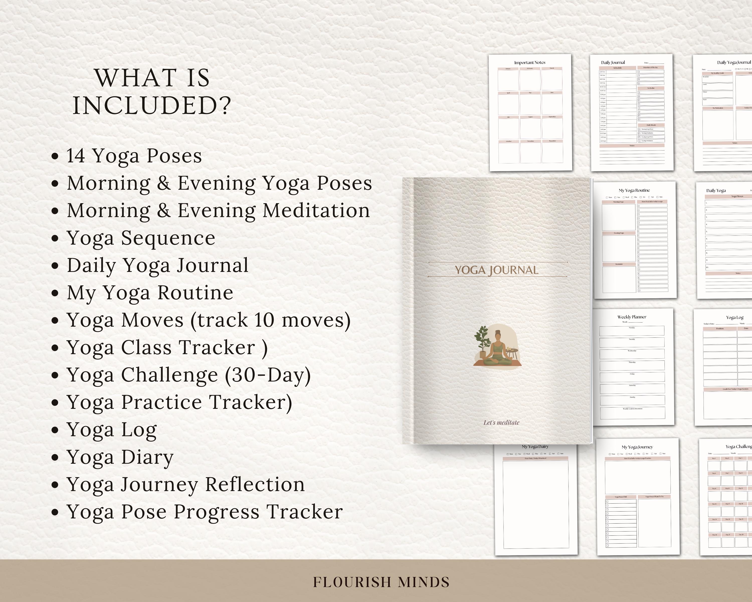 Yoga Journal | Printable Yoga Tracker | Mindfulness & Flexibility ...