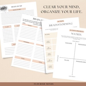 Brain Dump Workbook,mental Clarity,priority Matrix,thoughts,organiser,adhd Daily Planner,mental ...