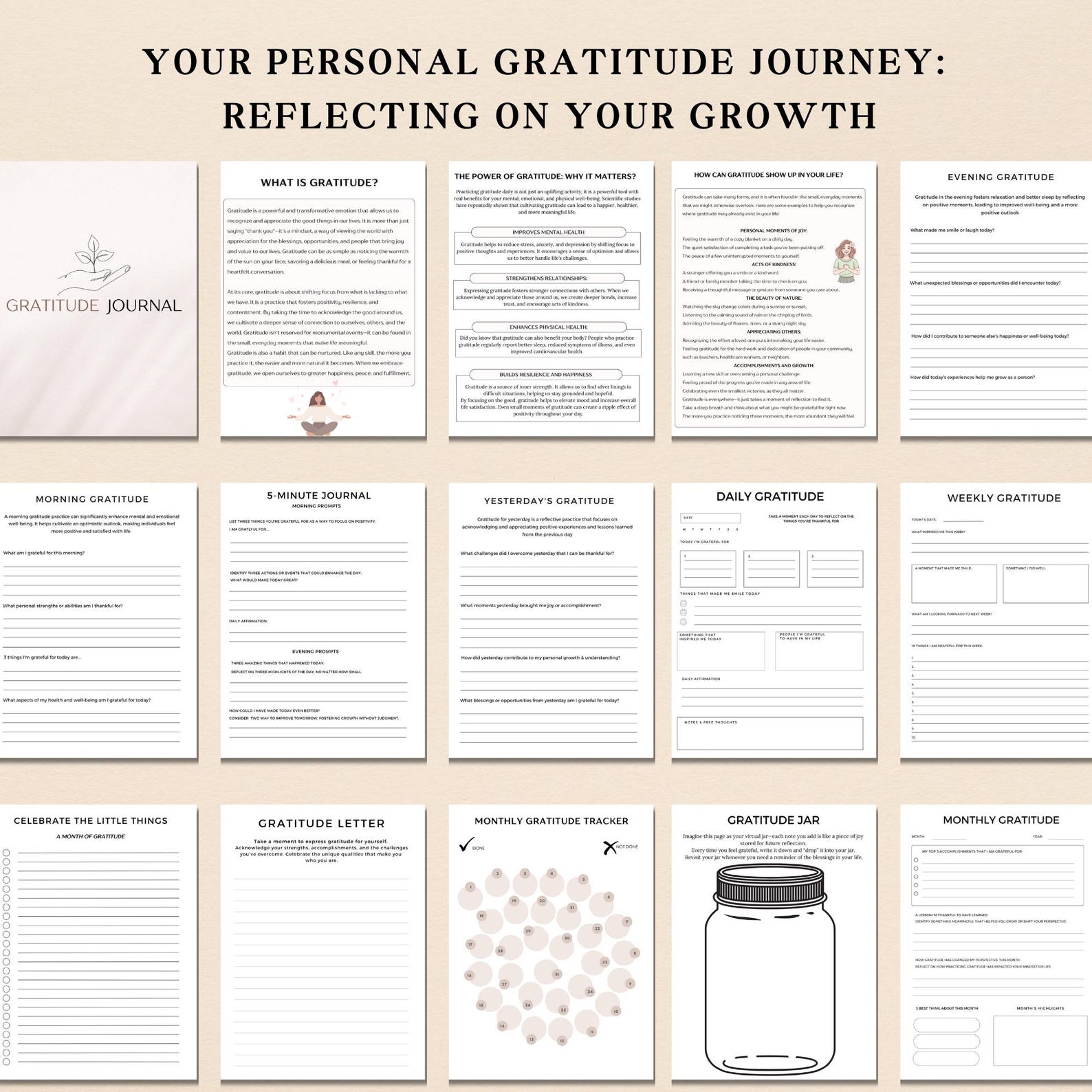 Gratitude Journal, Mindfulness Thankfulness Journal, Positivity Planner ...