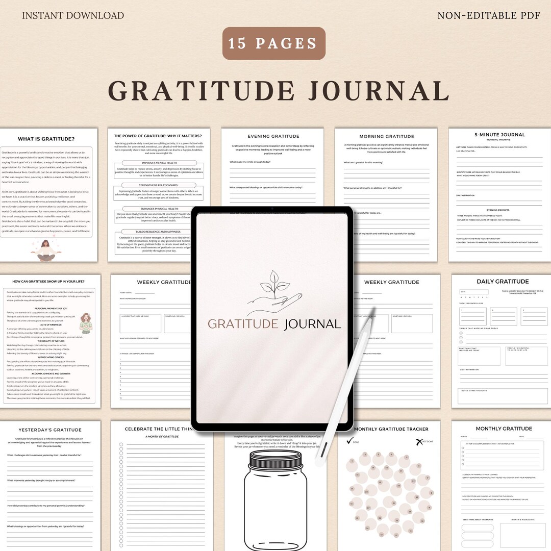 Gratitude Journal, Mindfulness Thankfulness Journal, Positivity Planner ...