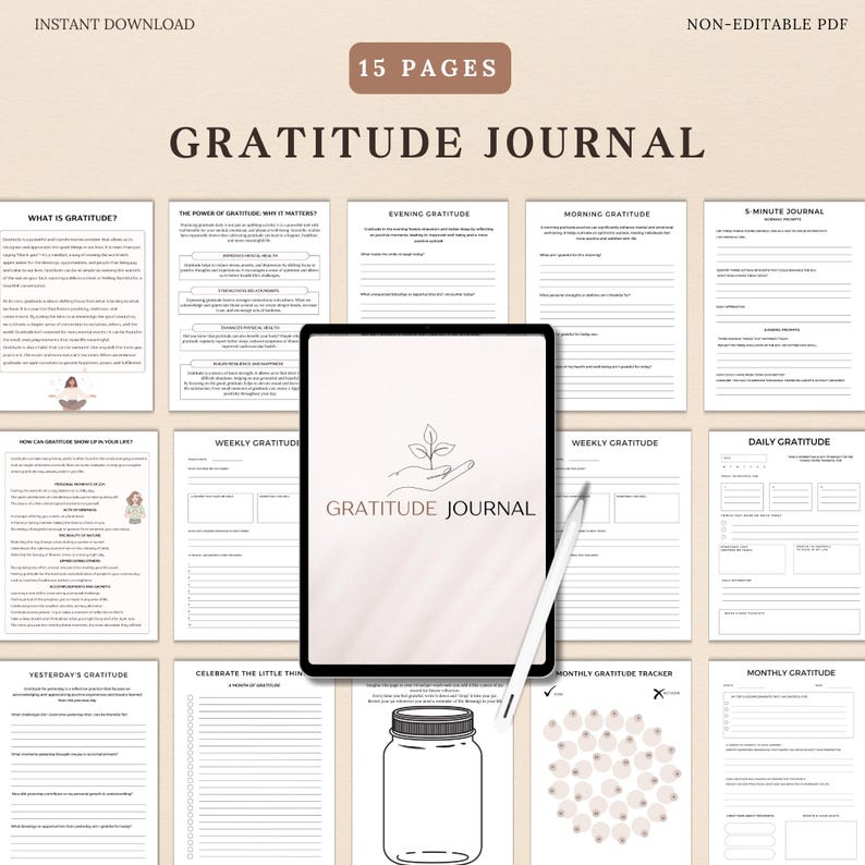 Gratitude Journal, Mindfulness Thankfulness Journal, Positivity Planner ...