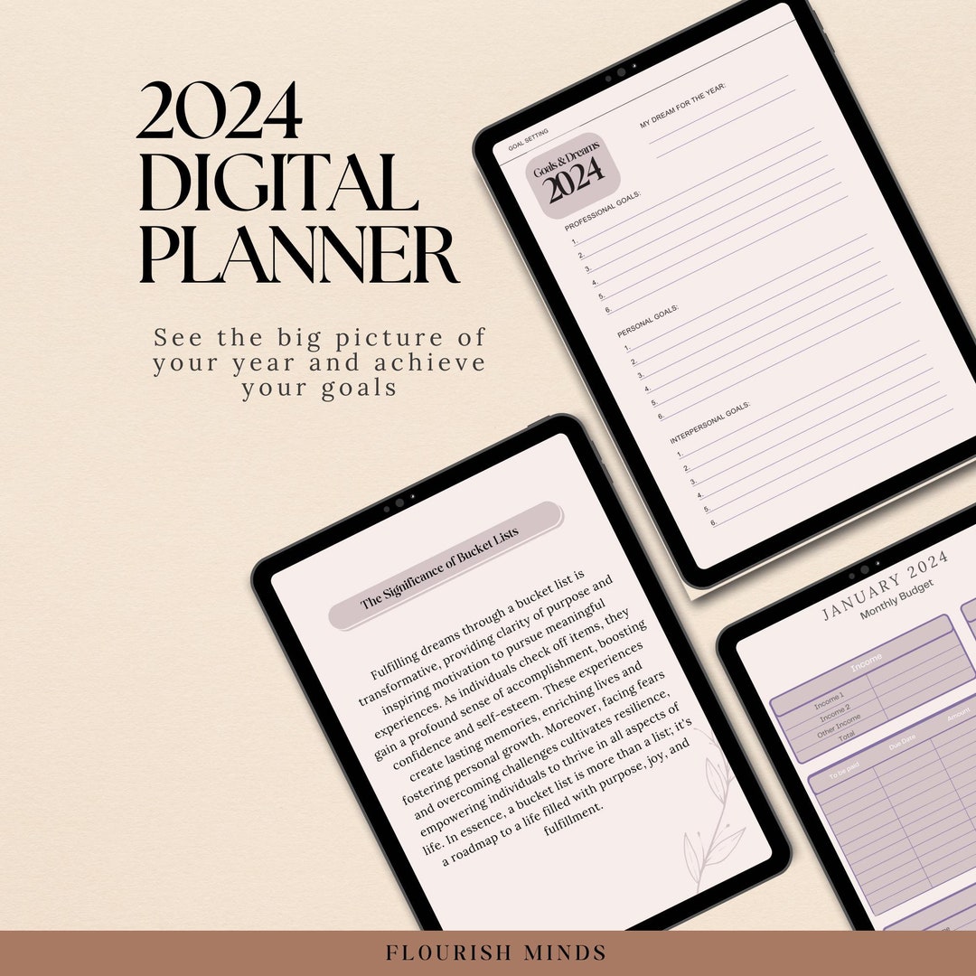 2024 Printable Goodnotes Planner Hyperlinked Monthly & Annual PDF ...