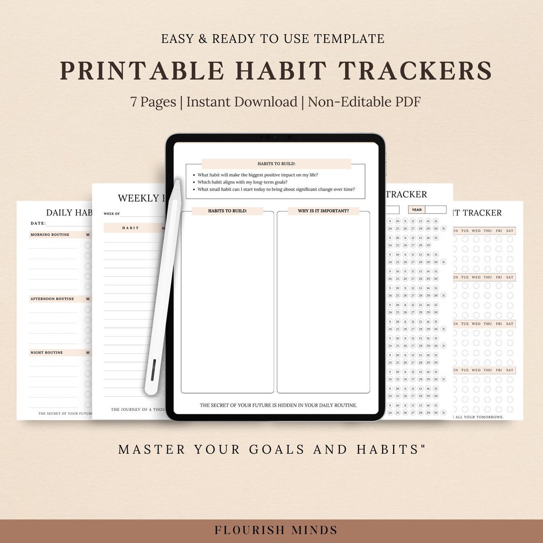 Habit Tracker Printable,daily Weekly Monthly Habit Trackers,daily ...