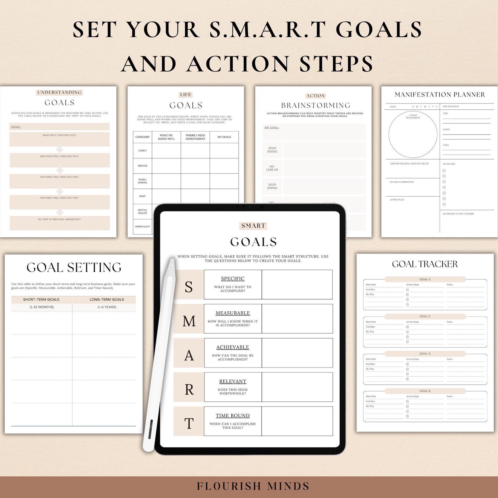 Goal Planner Bundle, Smart Goal Setting Kit, Goal Progress Tracker ...