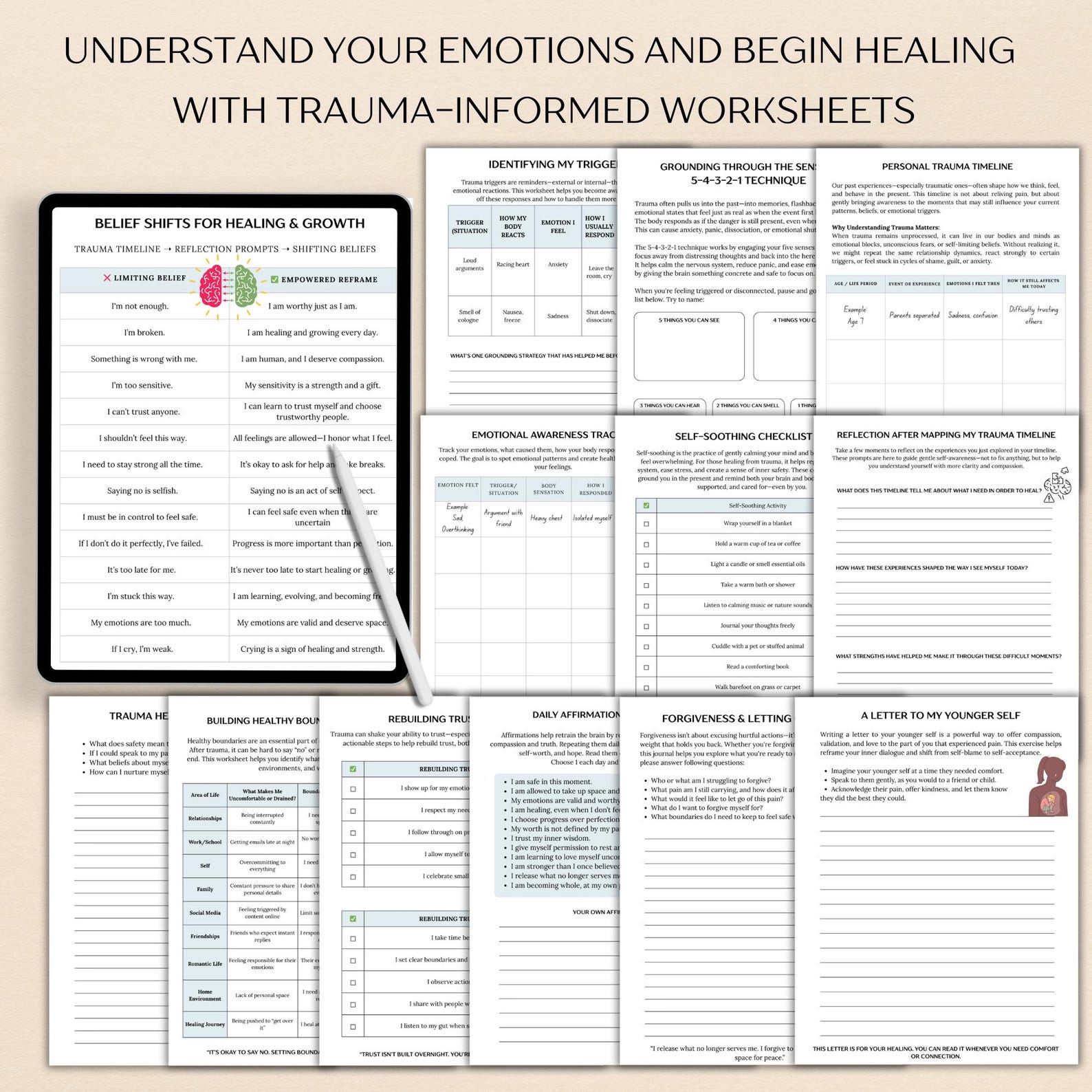 Trauma Workbook for Teens and Adults, Healing From Trauma, Childhood ...