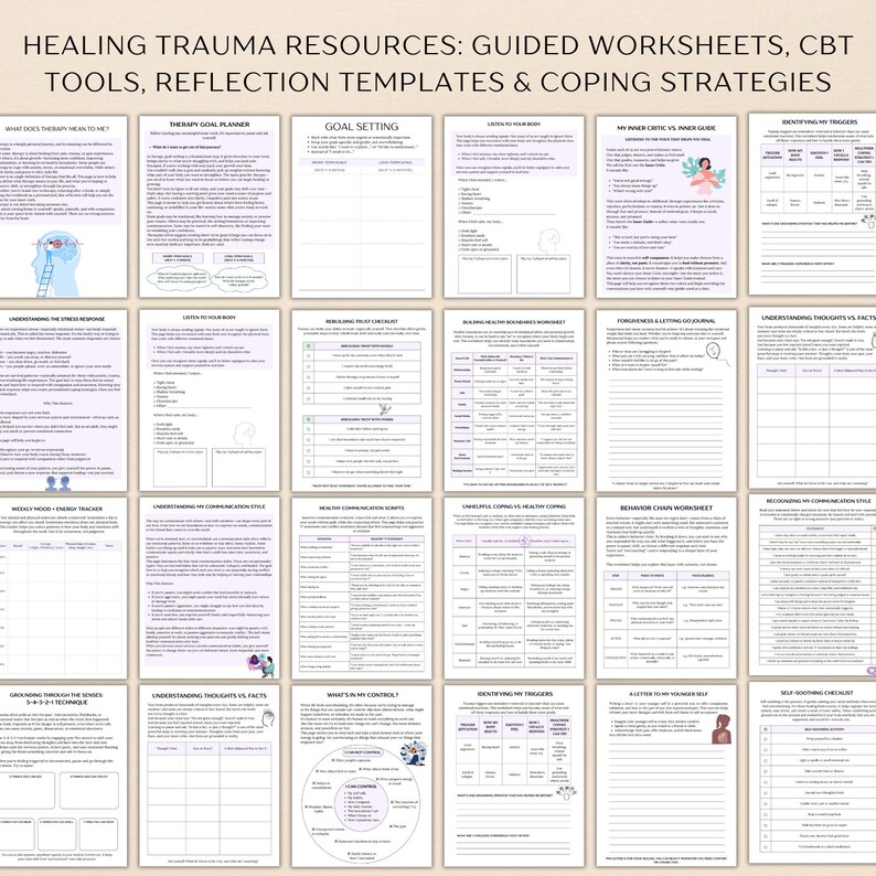 Therapy Workbook Printable, Mental Health Journal for Anxiety and ...