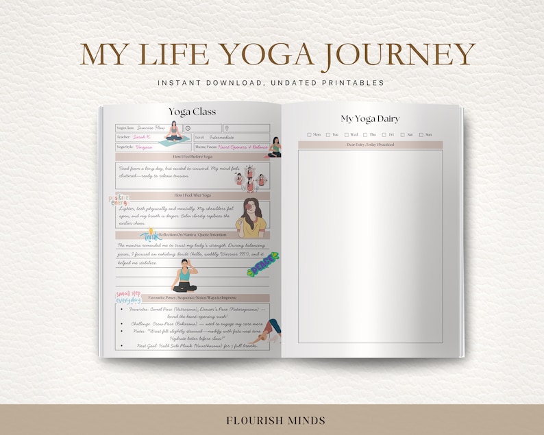 Yoga Journal | Printable Yoga Tracker | Mindfulness & Flexibility ...