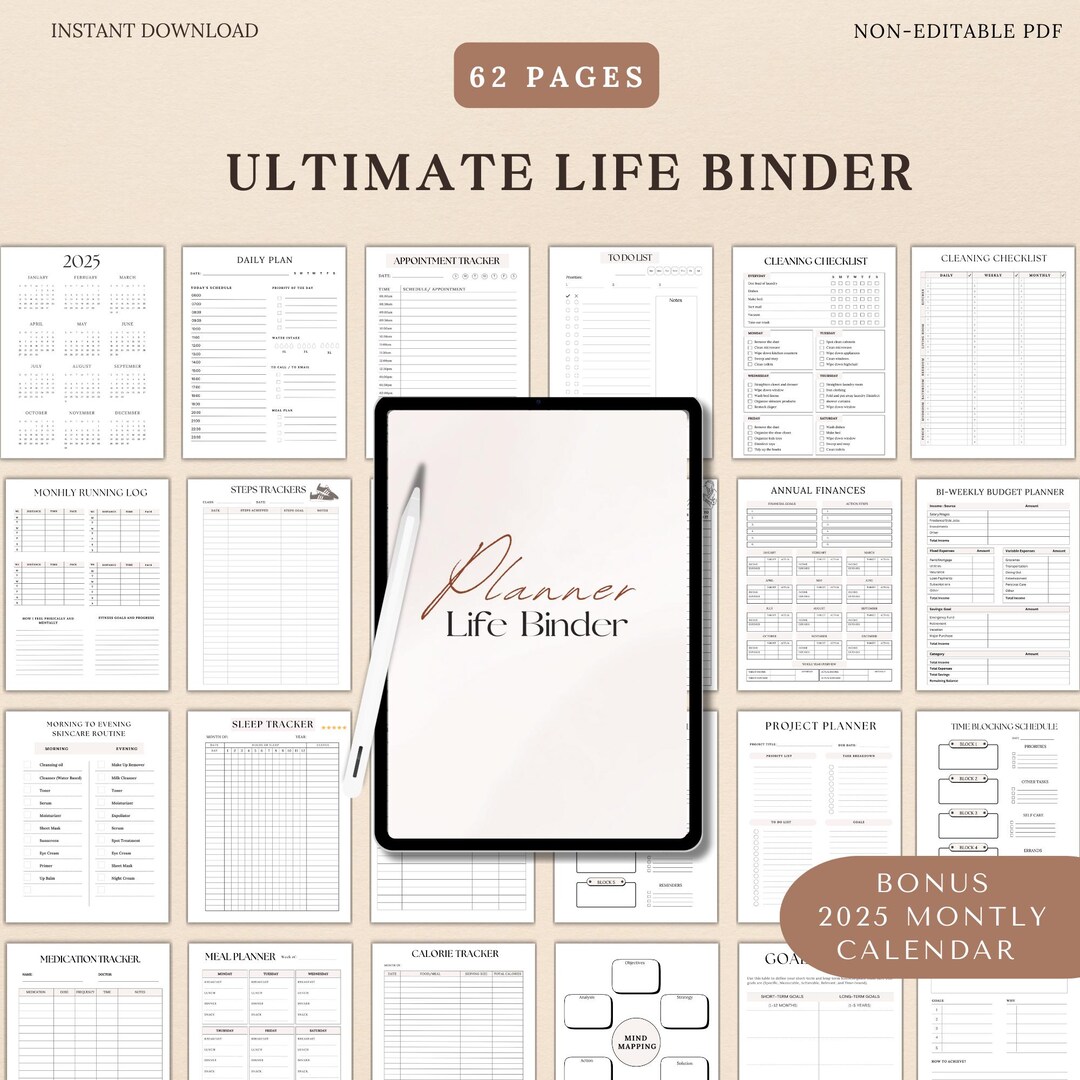 Ultimate Life Planner Bundle: 2025 Calendar, Finance & Fitness Trackers ...