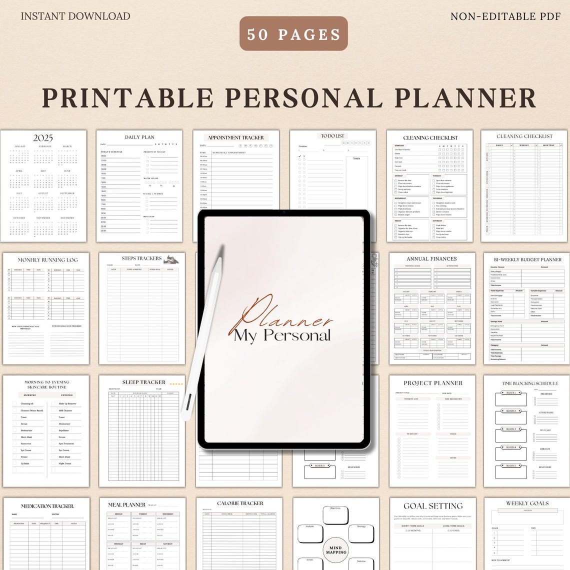 Printable Planner,personal Planner Bundle,daily Weekly Monthly Planner ...