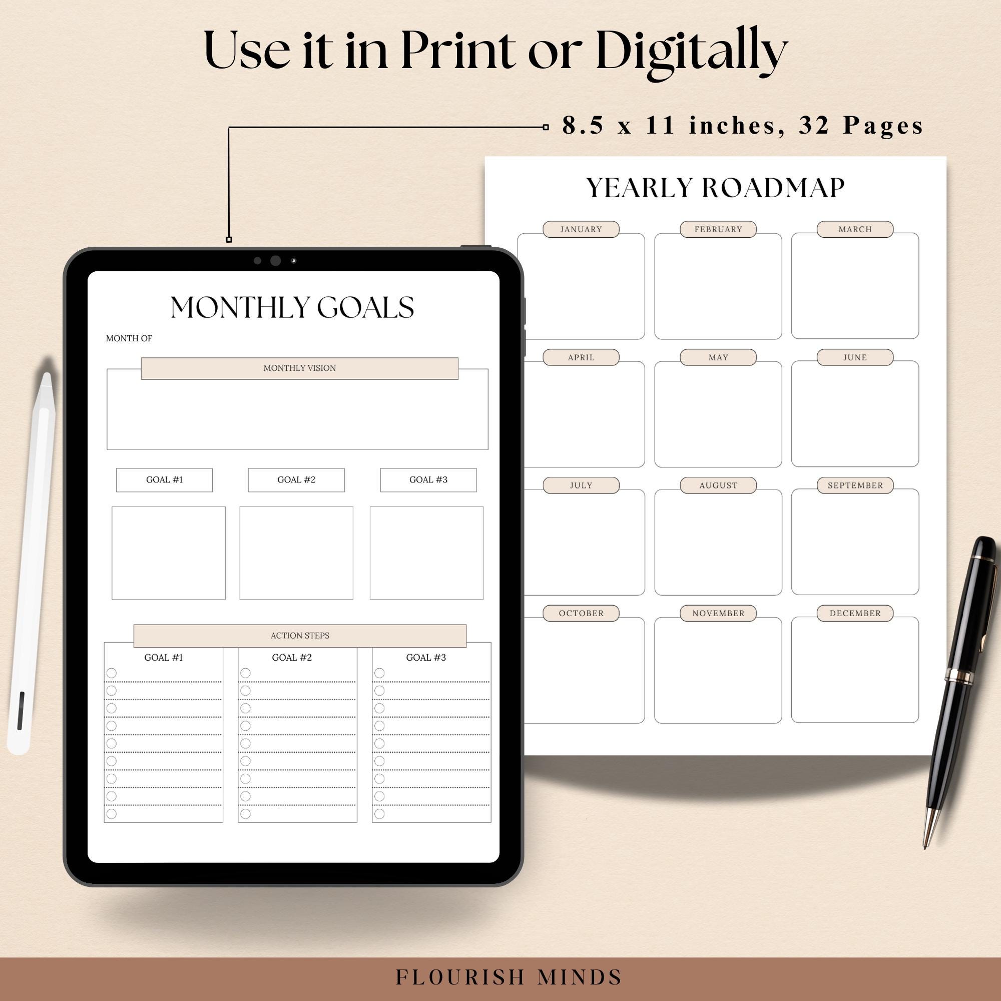 Goal Planner Bundle, Smart Goal Setting Kit, Goal Progress Tracker ...