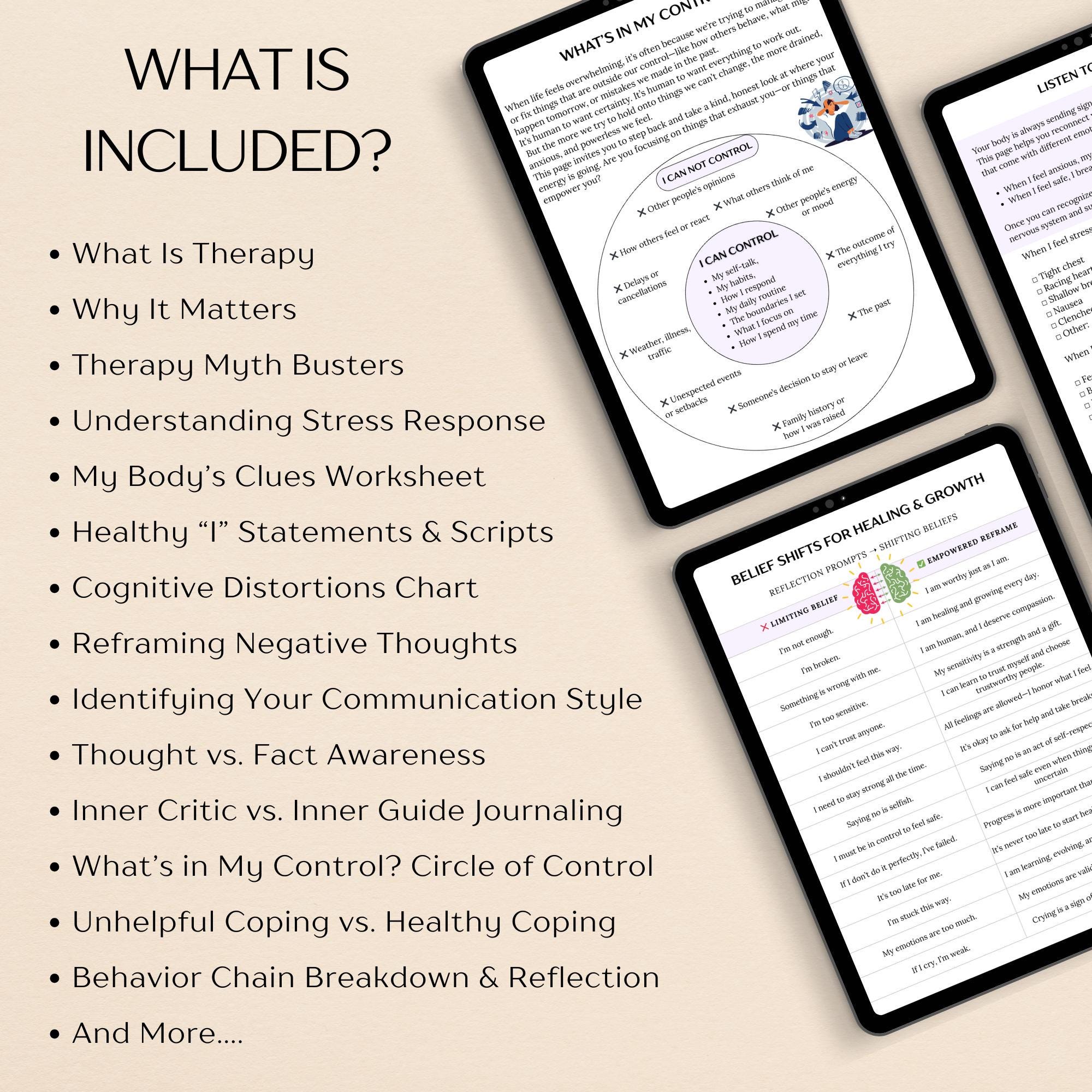 Therapy Workbook Printable, Mental Health Journal for Anxiety and ...