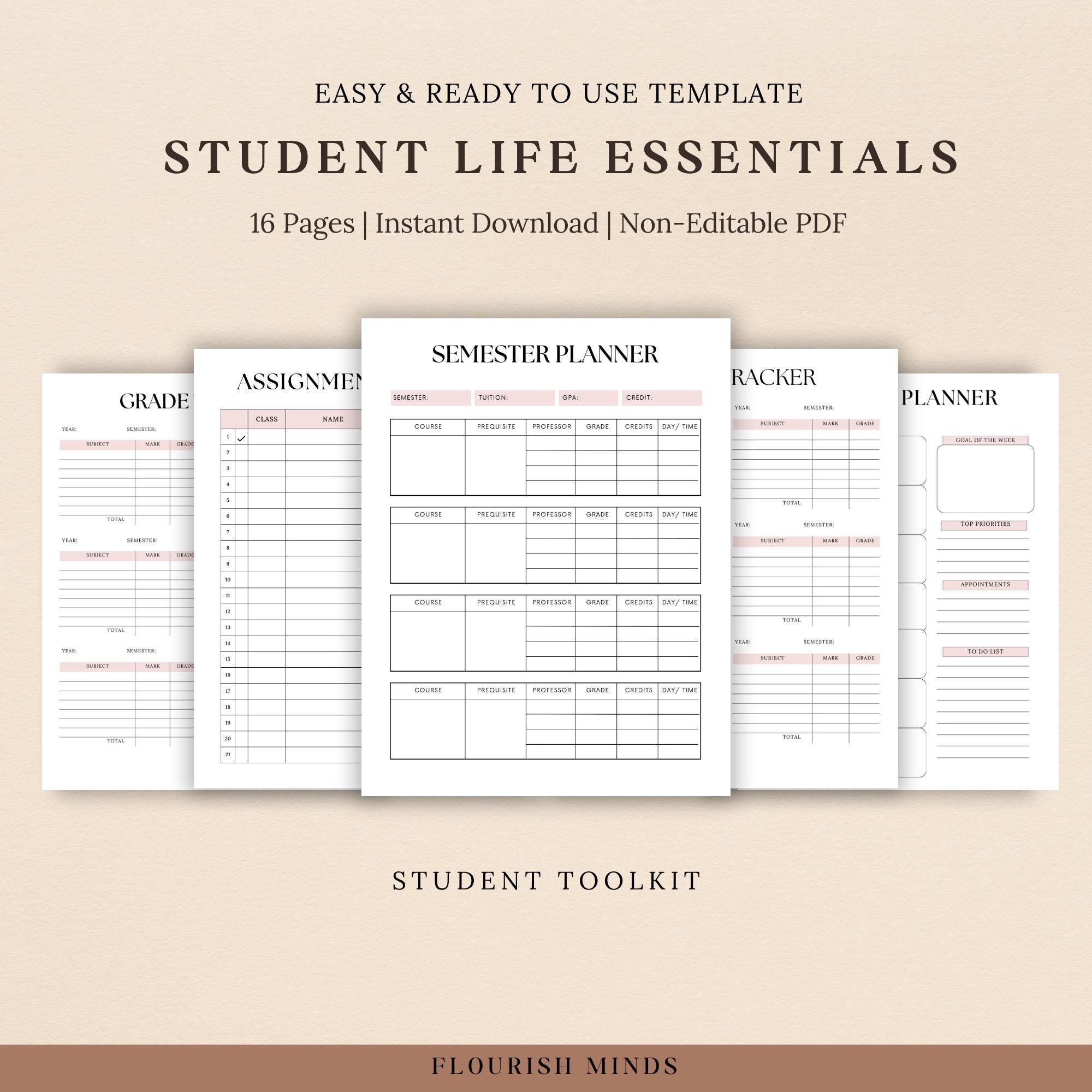 Printable Student Planner Bundle, Study Planner Bundle, Academic ...