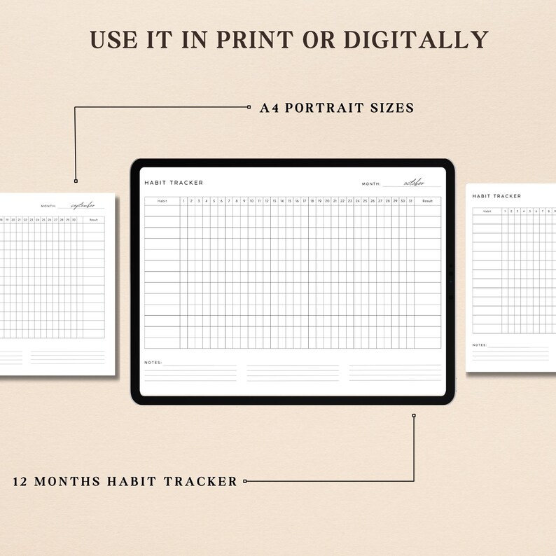 Habit Tracker Landscape, Habit Tracker Template, Routine Tracker, ADHD ...