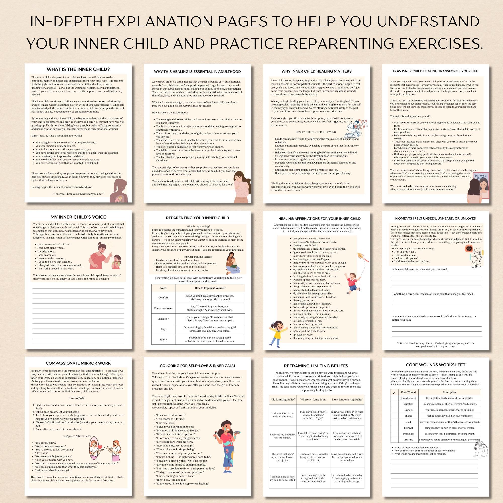 Inner Child Healing Workbook, Emotional Healing, Reparenting Worksheets ...