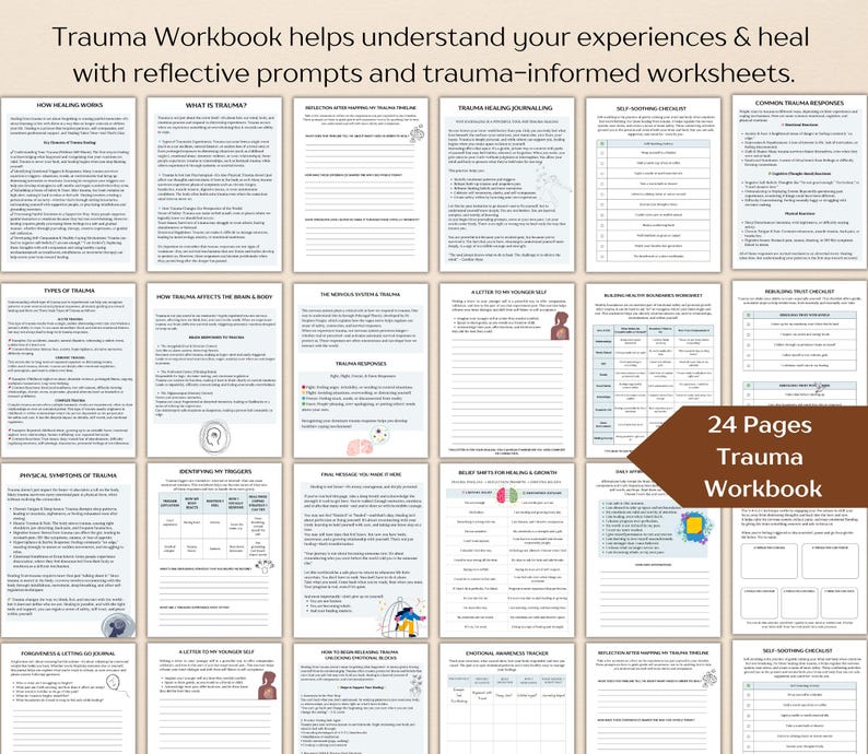 Therapy and Trauma Workbook Bundle Printable, Healing From Trauma, PTSD ...
