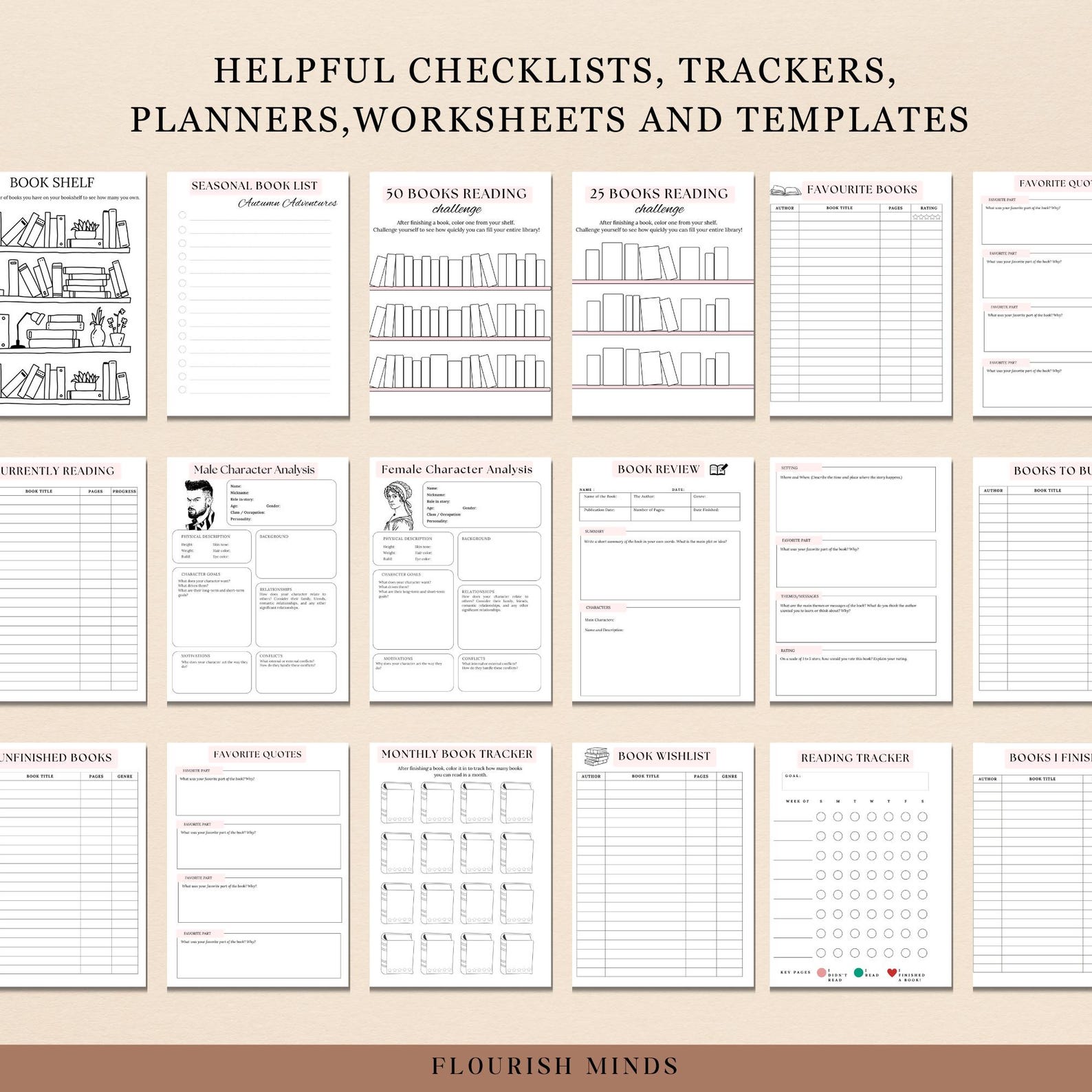 Reading Planner Bundle Printable, Reading Journal, Reading Challenges ...