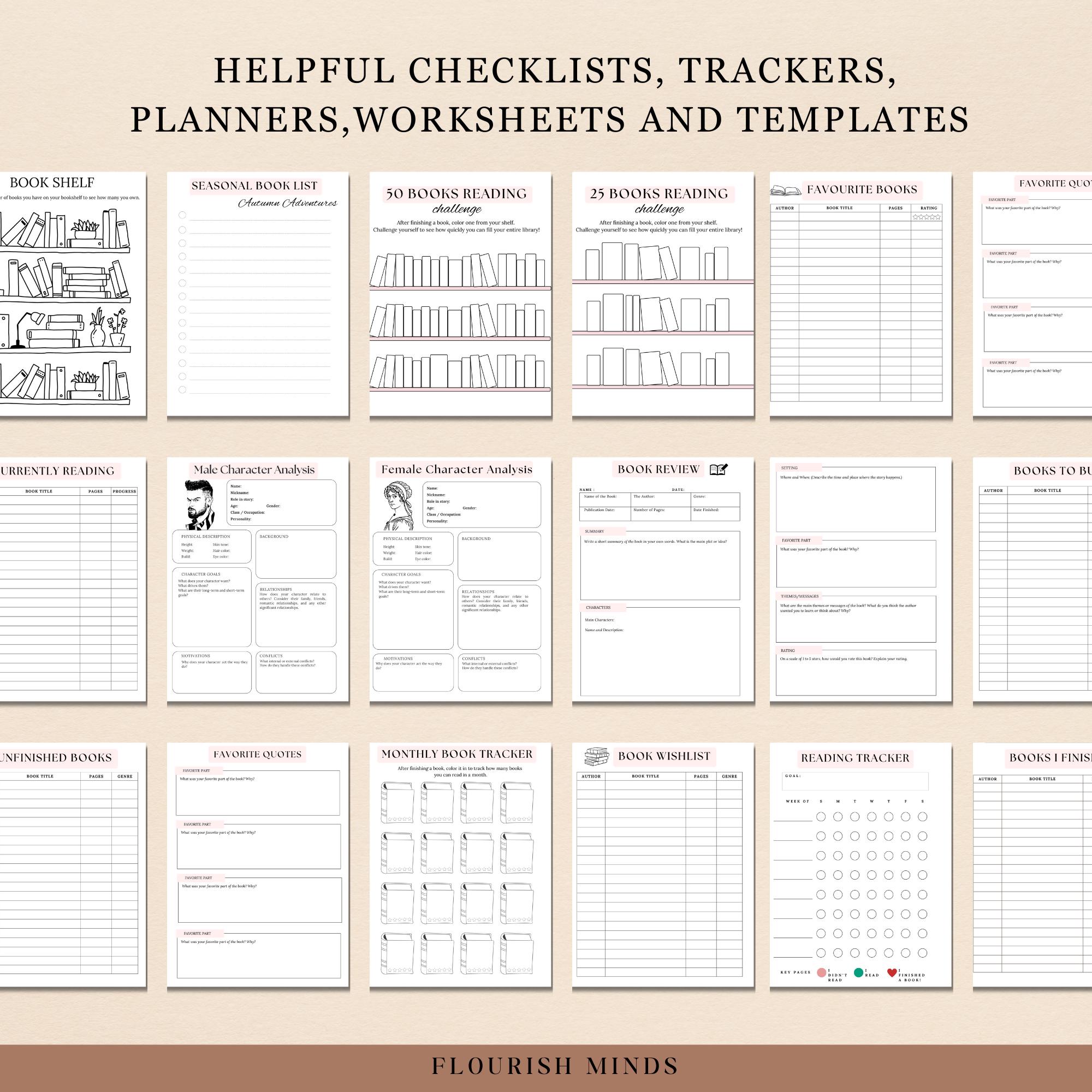 Reading Planner Bundle Printable, Reading Journal, Reading Challenges ...