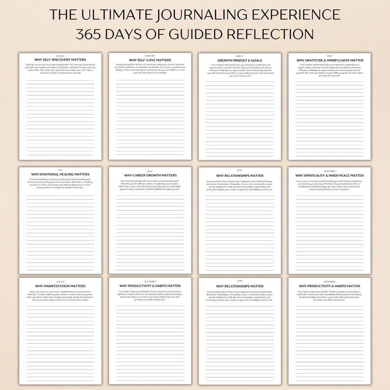 365 Daily Journal Prompts Printable Bundle for Self Care, Mental Health ...