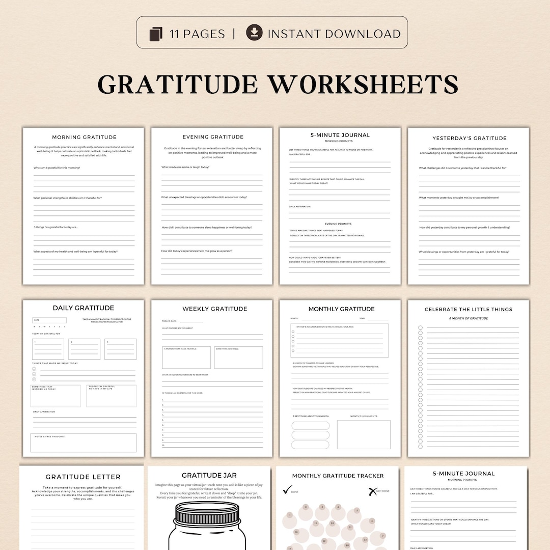 Gratitude Worksheets Printable, Positivity Planner,gratitude Jar ...
