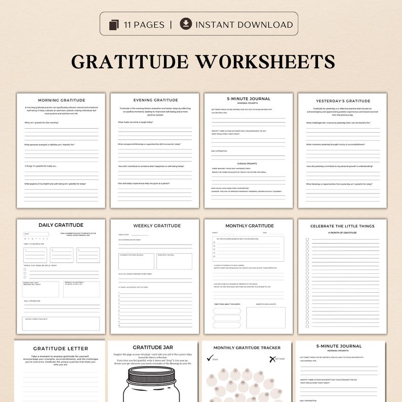 Gratitude Worksheets Printable, Positivity Planner,gratitude Jar ...