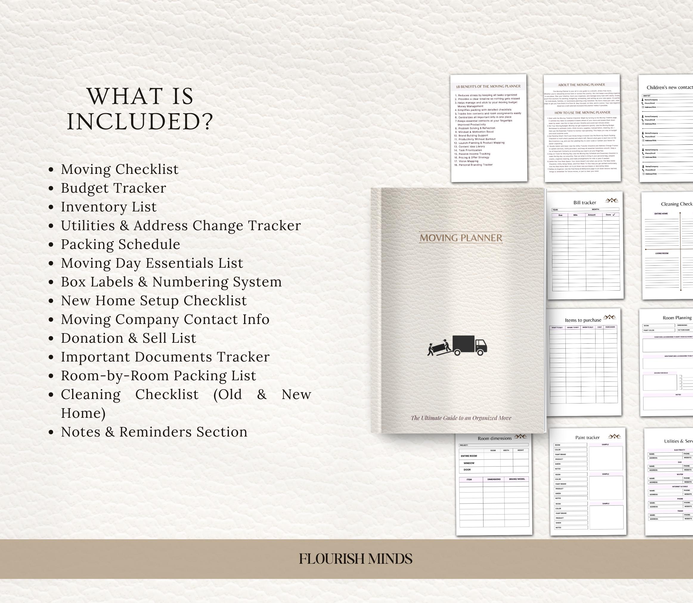 Printable Moving Planner, Moving Checklist, Moving Planning, Moving ...