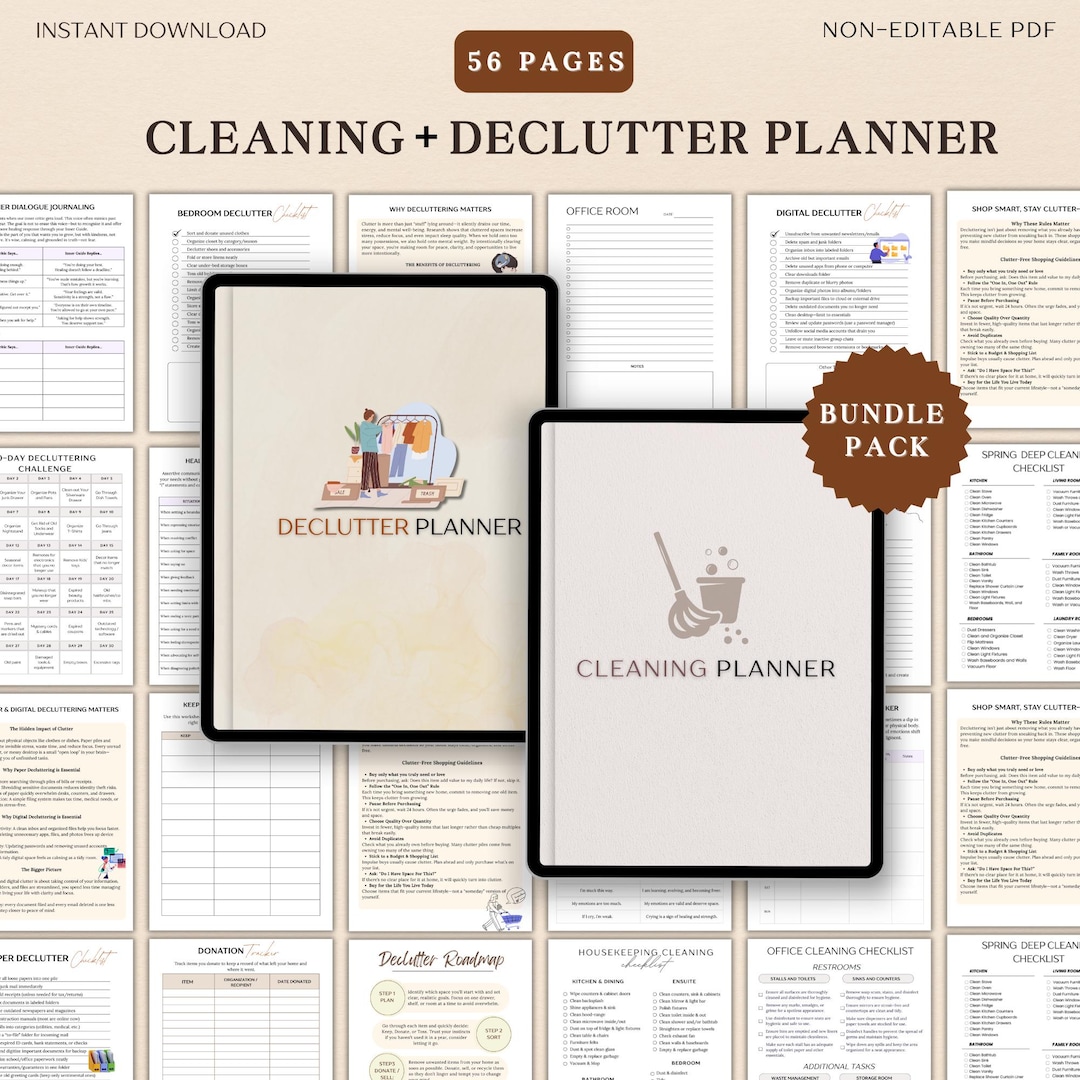 ADHD Cleaning & Declutter Planner Bundle, Home Cleaning Checklist, Home ...