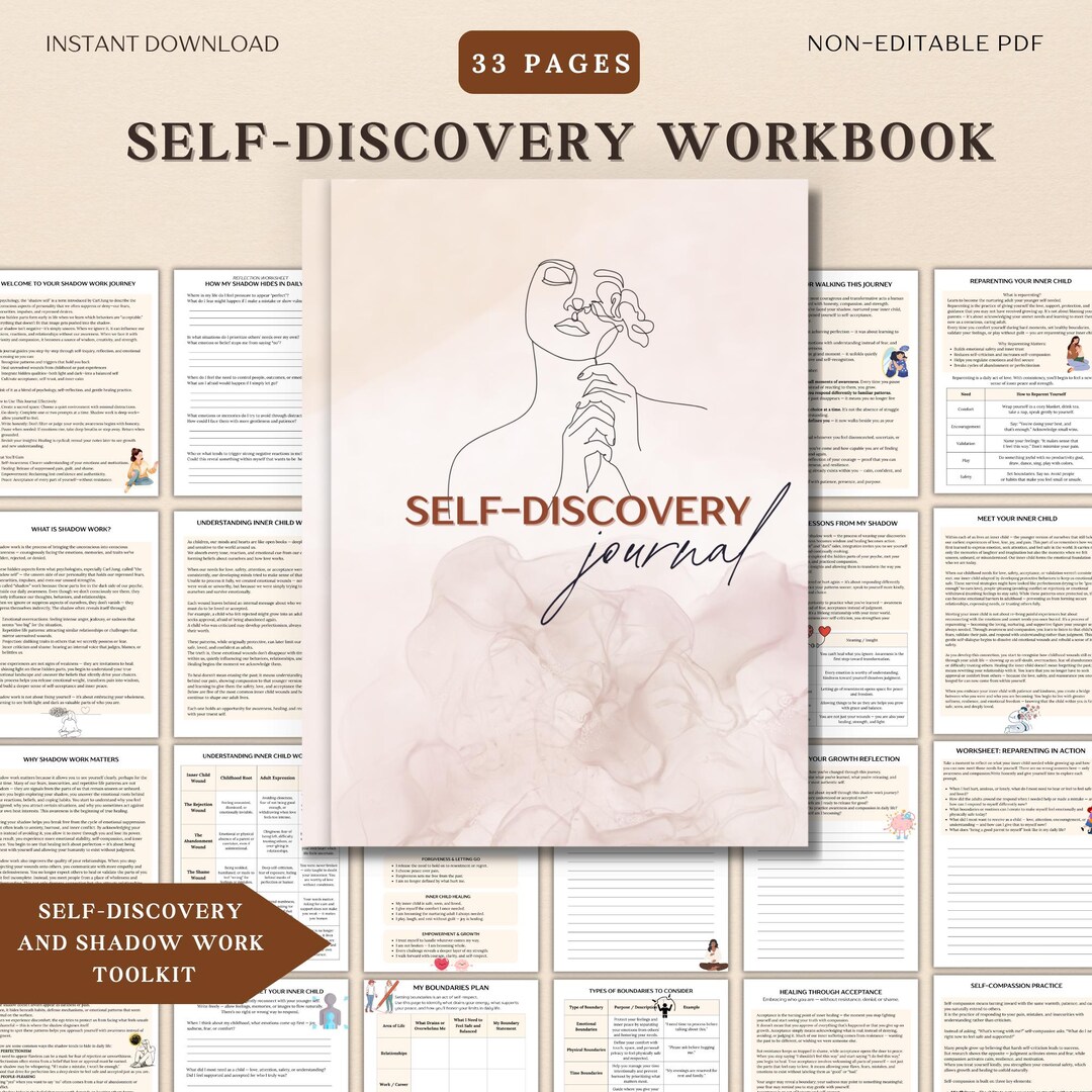 Self Discovery Workbook, Mental Health, CBT Worksheets,emotional ...