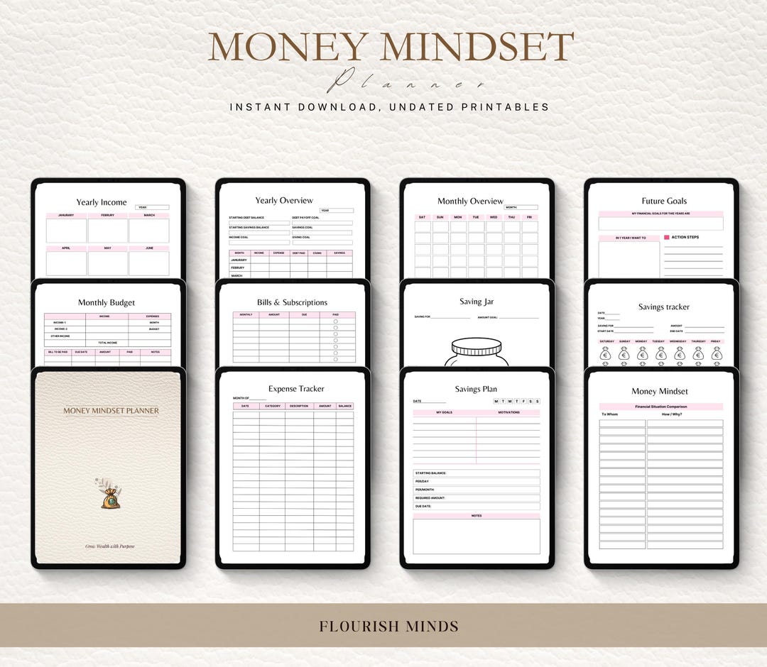 Money Mindset Planner | Printable Financial Goals Journal | Budget ...