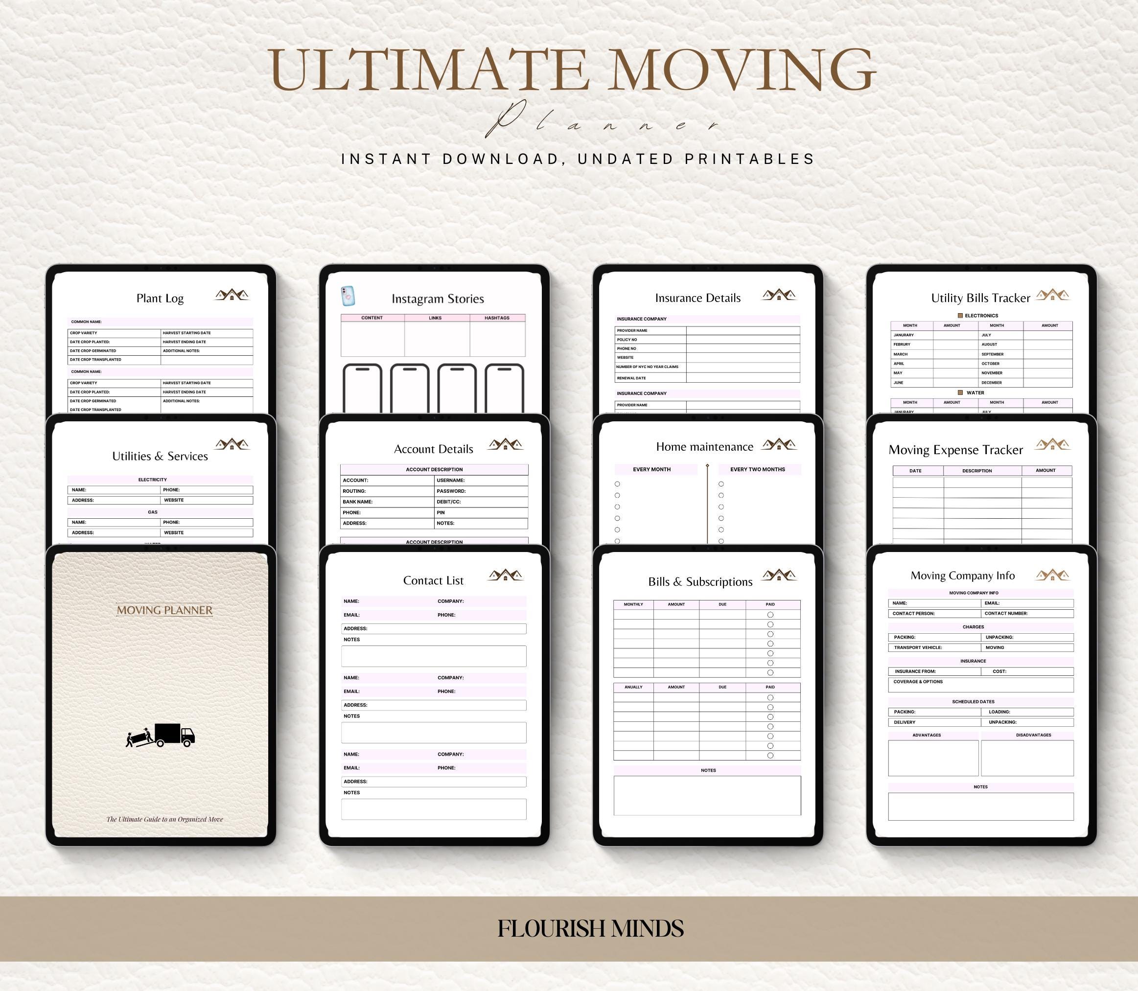 Printable Moving Planner, Moving Checklist, Moving Planning, Moving ...