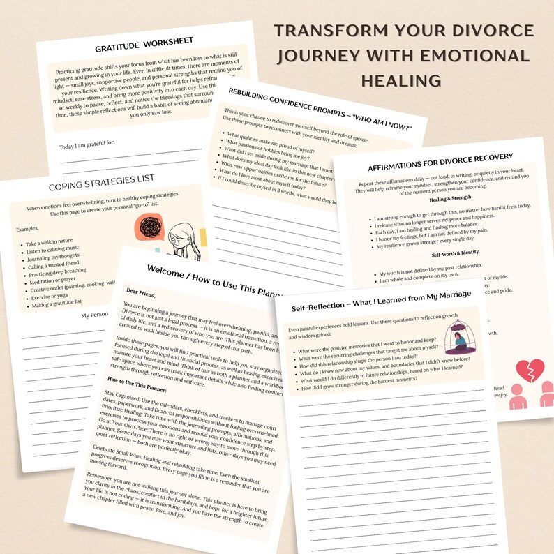 Divorce Recovery Workbook, Printable Divorce Planner, Separation ...