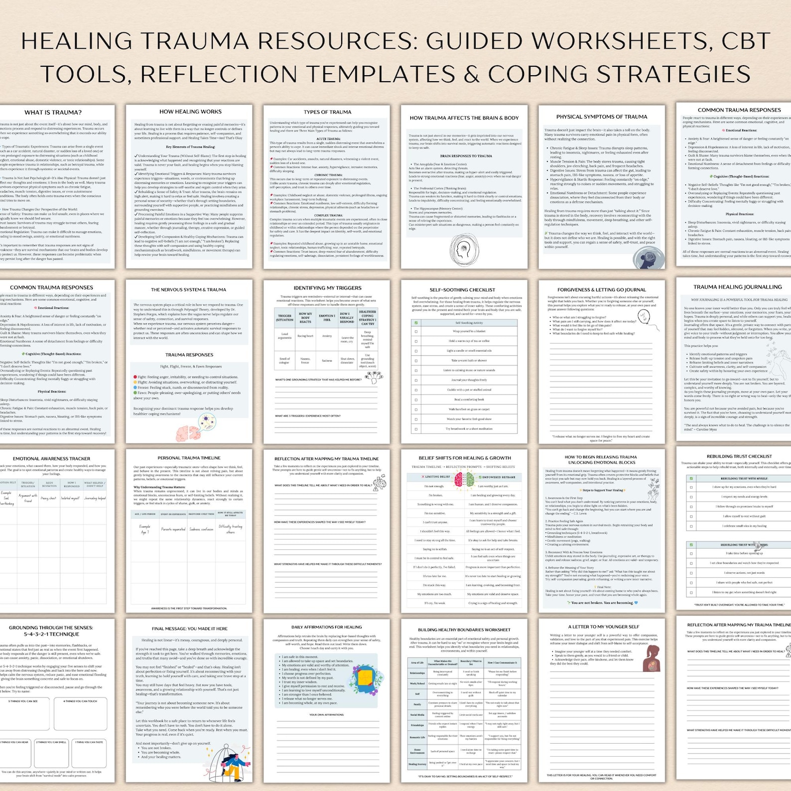 Trauma Workbook for Teens and Adults, Healing From Trauma, Childhood ...