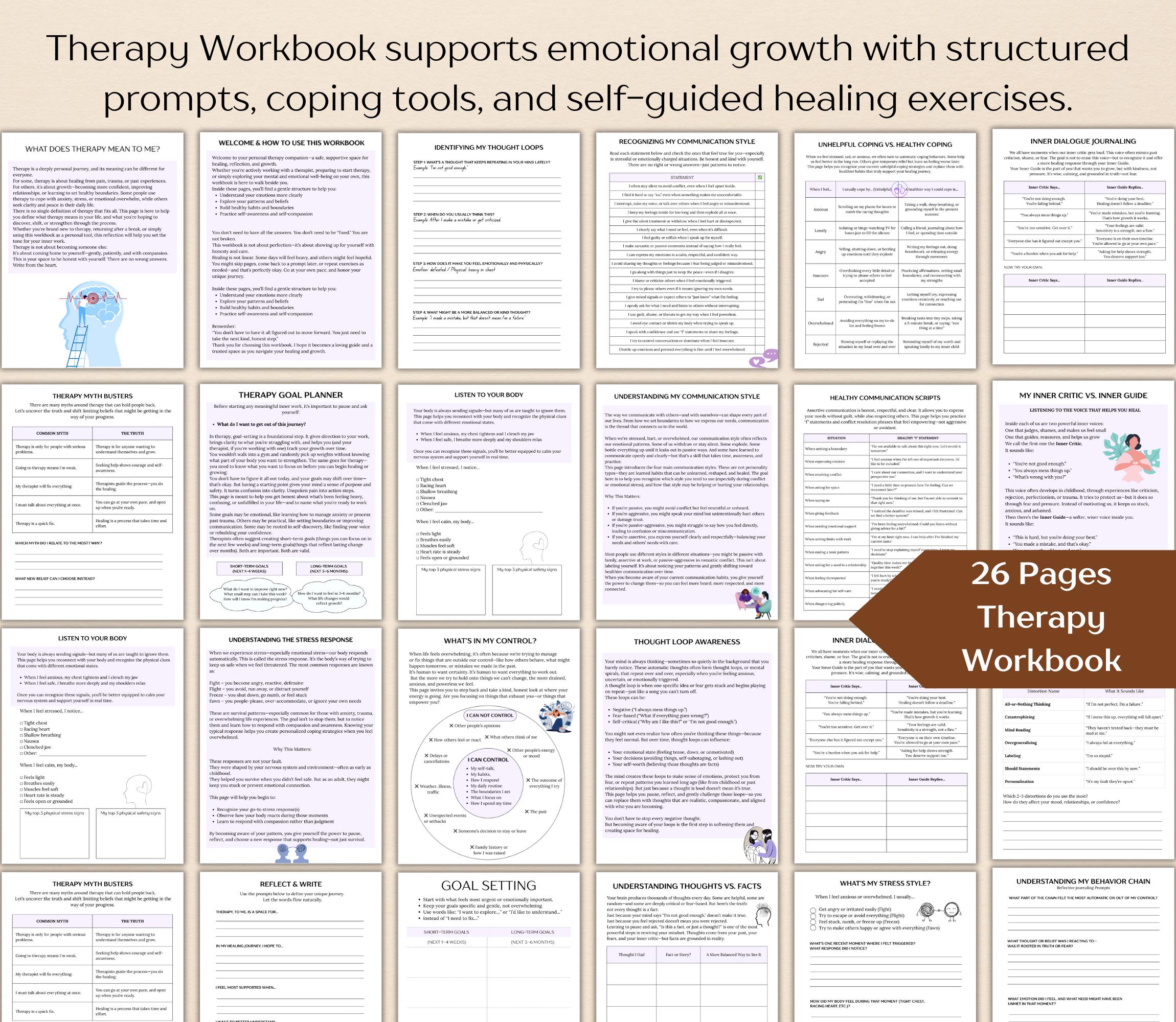 Therapy and Trauma Workbook Bundle Printable, Healing From Trauma, PTSD ...