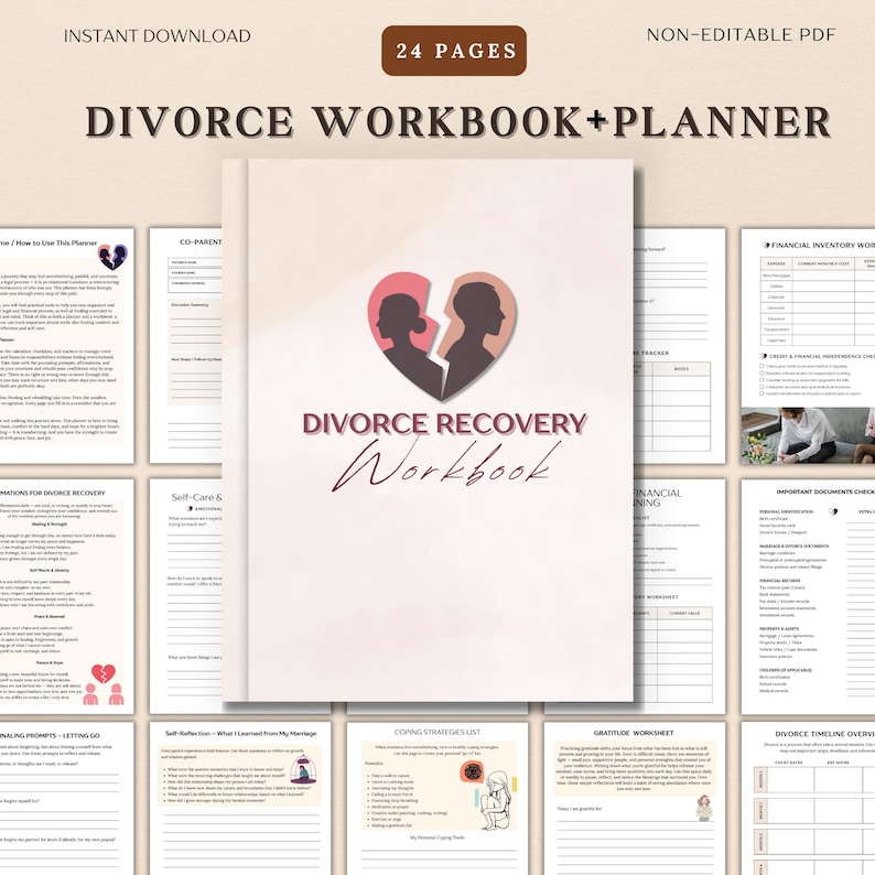 Divorce Recovery Workbook, Printable Divorce Planner, Separation ...