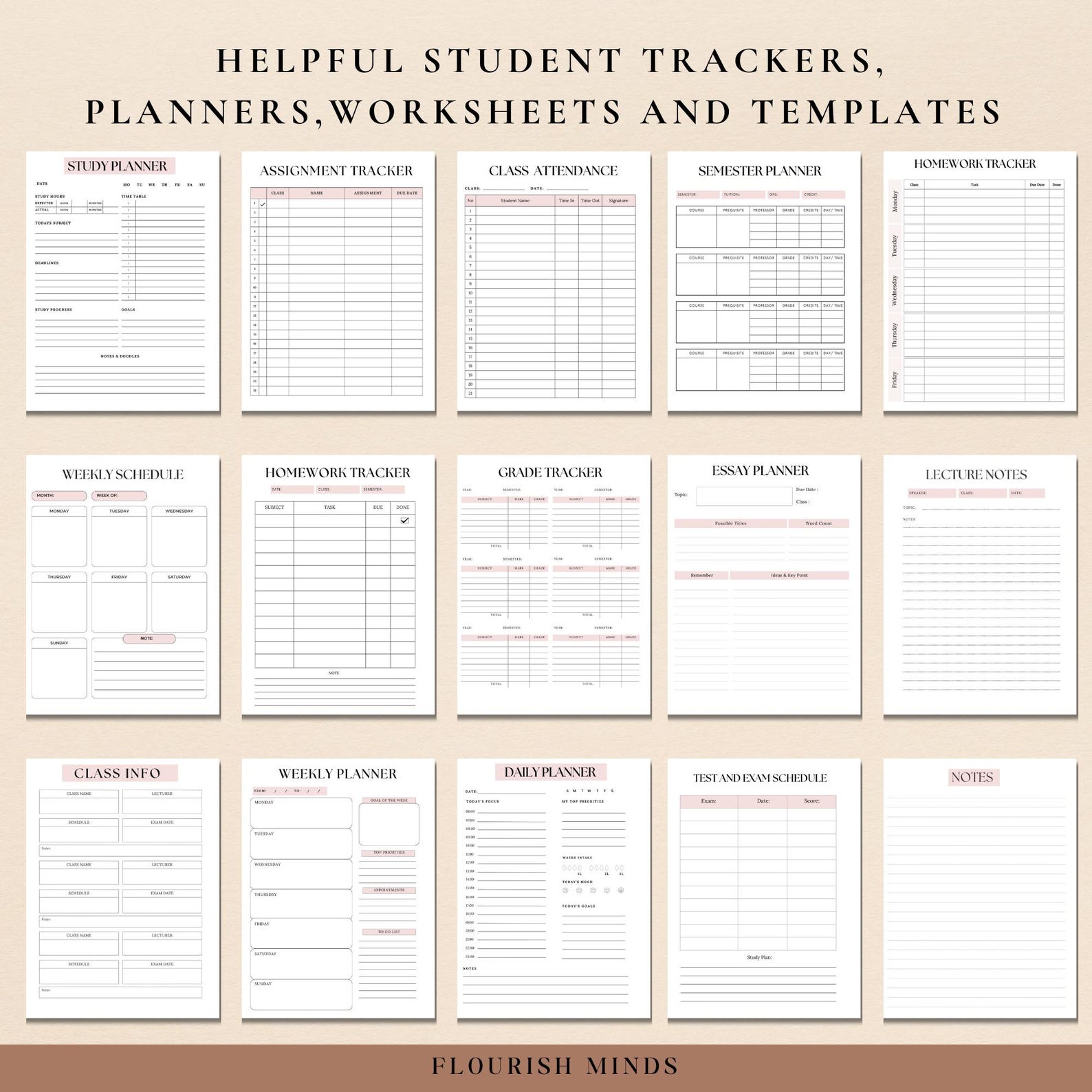 Printable Student Planner Bundle, Academic Planner, College Planner ...