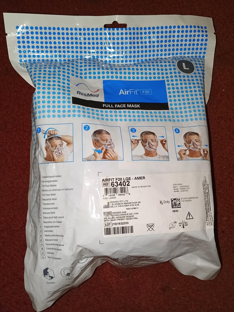 Resmed Airfit F20 Full Face Mask Small - Etsy