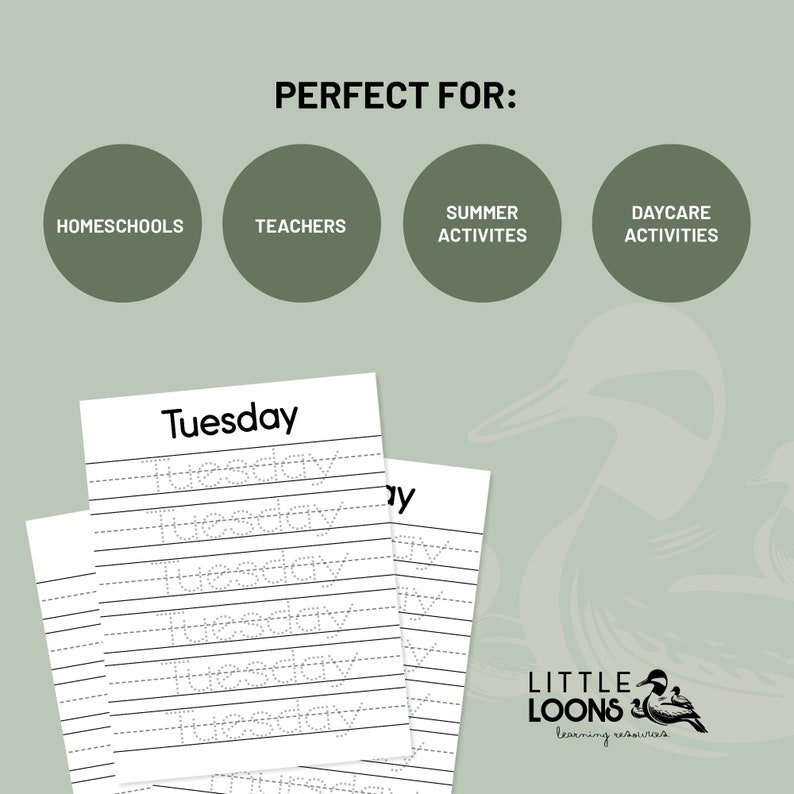 Days of the Week Handwriting Worksheet PDF Printable Instant Download ...