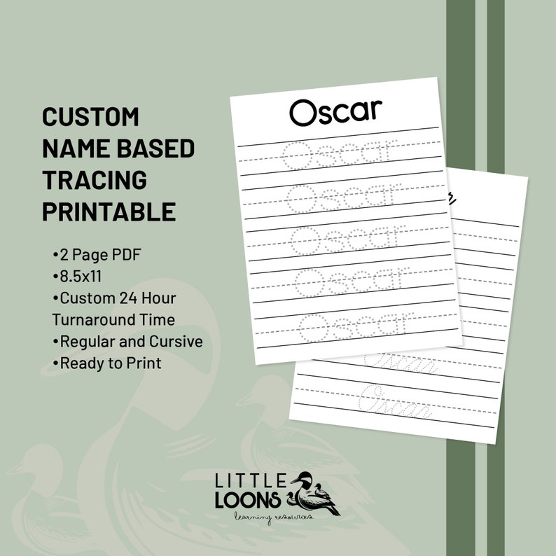 Custom Name Tracing Sheet Regular and Cursive Handwriting Practice ...