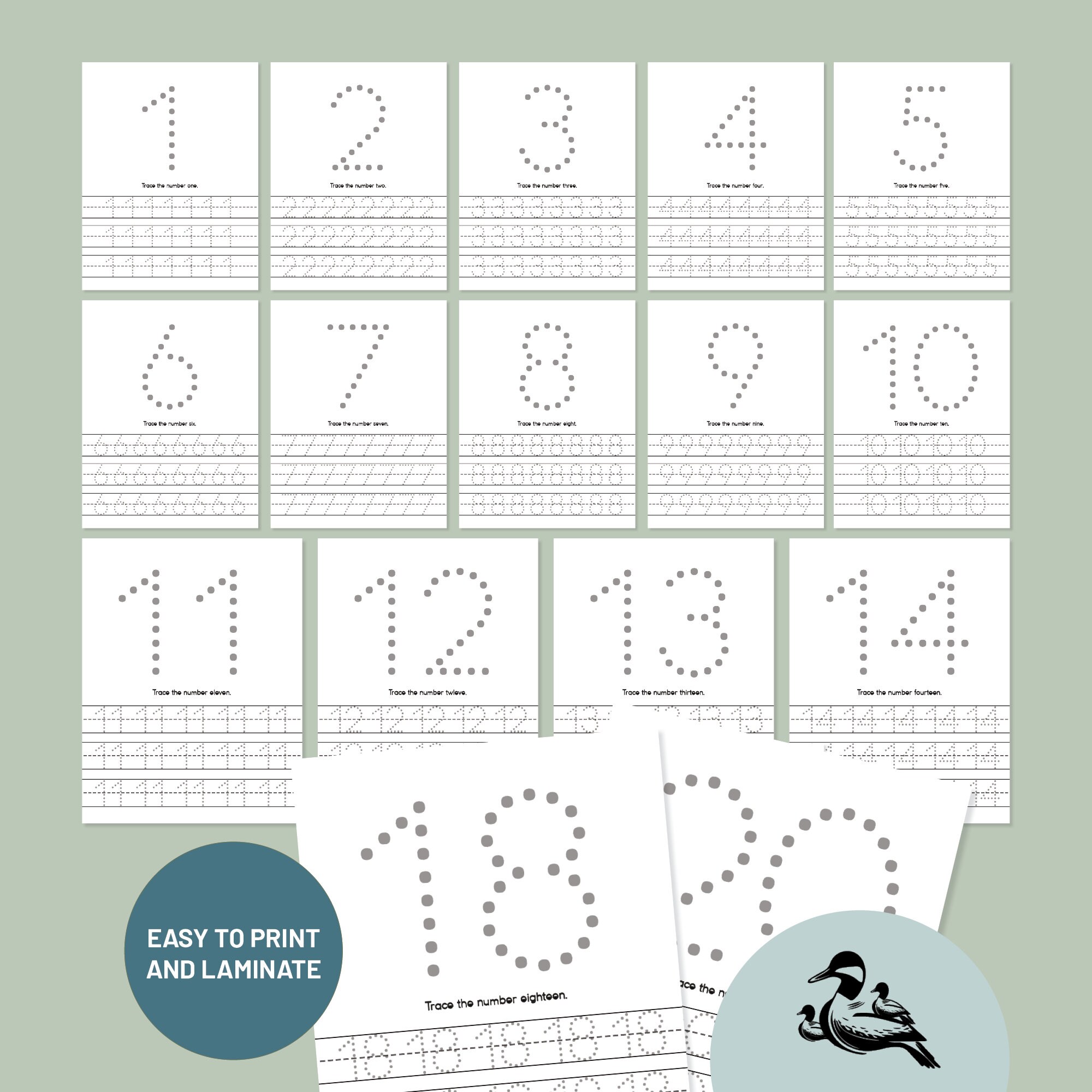 0-20 Number Tracing Sheets, Traceable Numbers, Preschool Worksheets ...