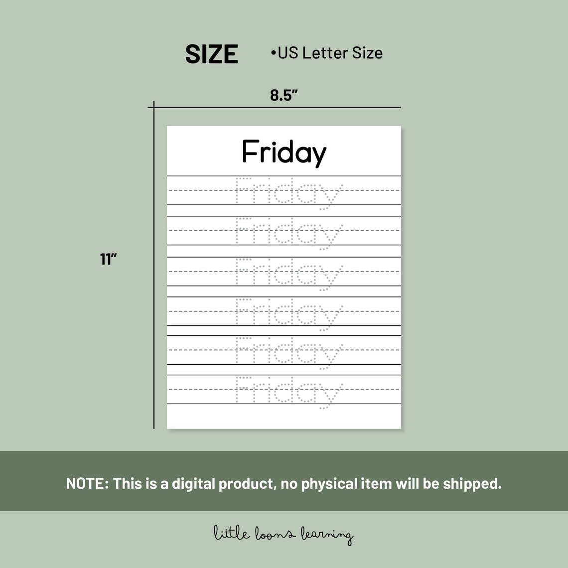 Days of the Week Handwriting Worksheet PDF Printable Instant Download ...