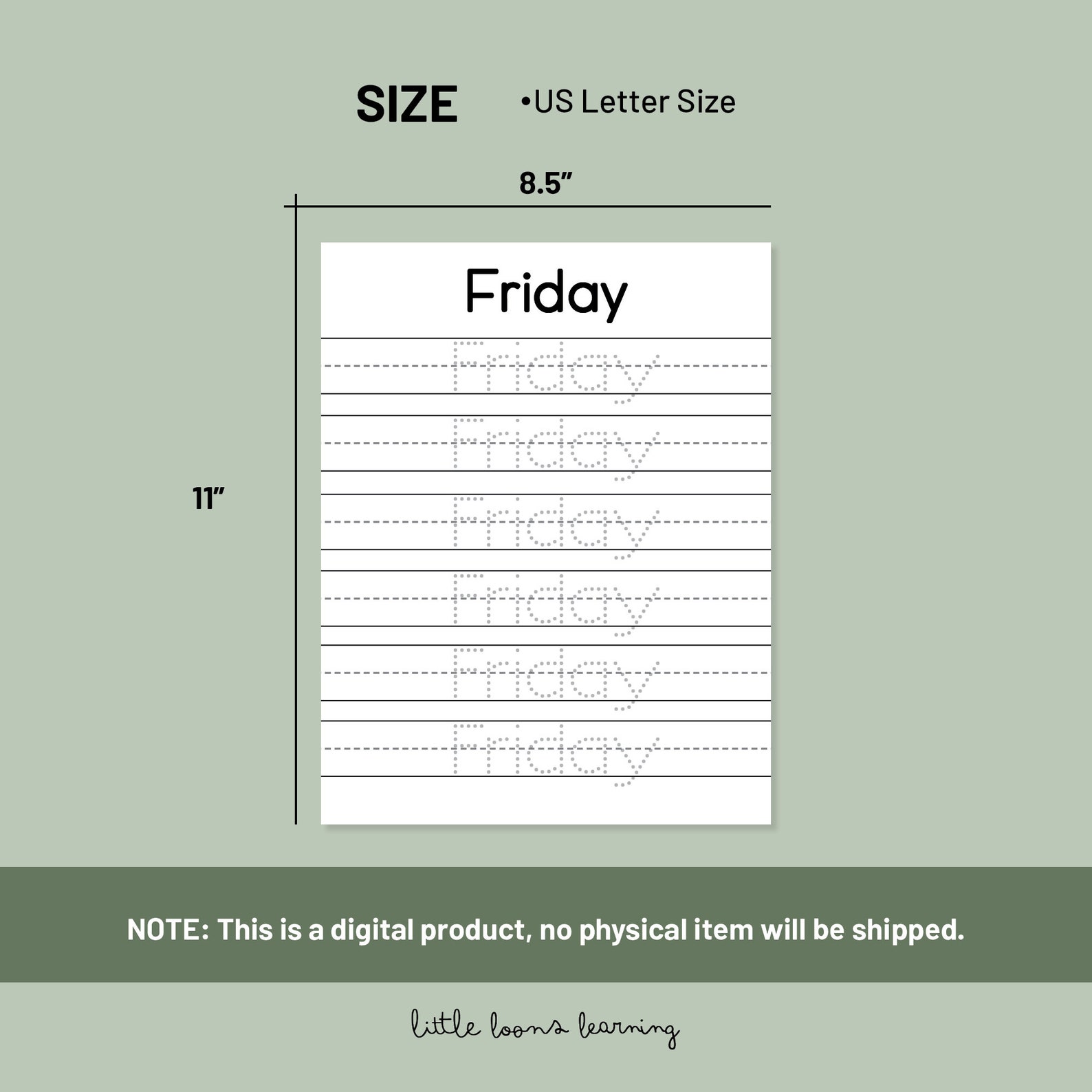 Days of the Week Handwriting Worksheet PDF Printable Instant Download ...