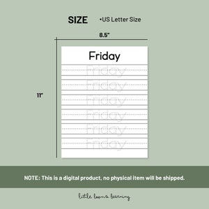 Days of the Week Handwriting Worksheet PDF Printable Instant Download ...