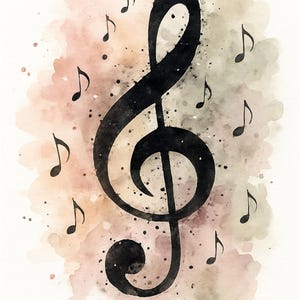 Musical Art Print, Treble Clef Poster, Wall Decor for Music Lovers ...