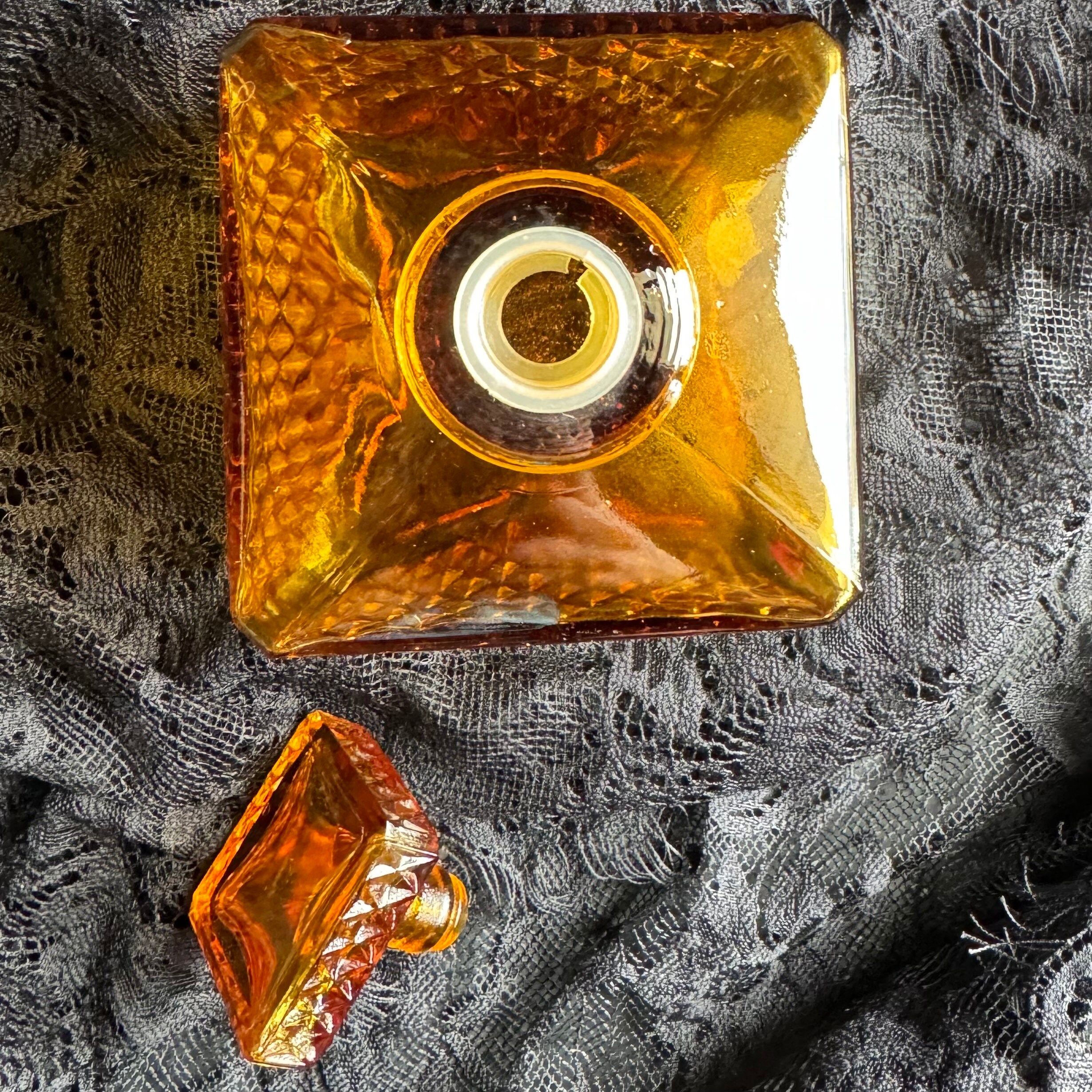 Vintage Diamond Point Amber Glass Decanter - Etsy