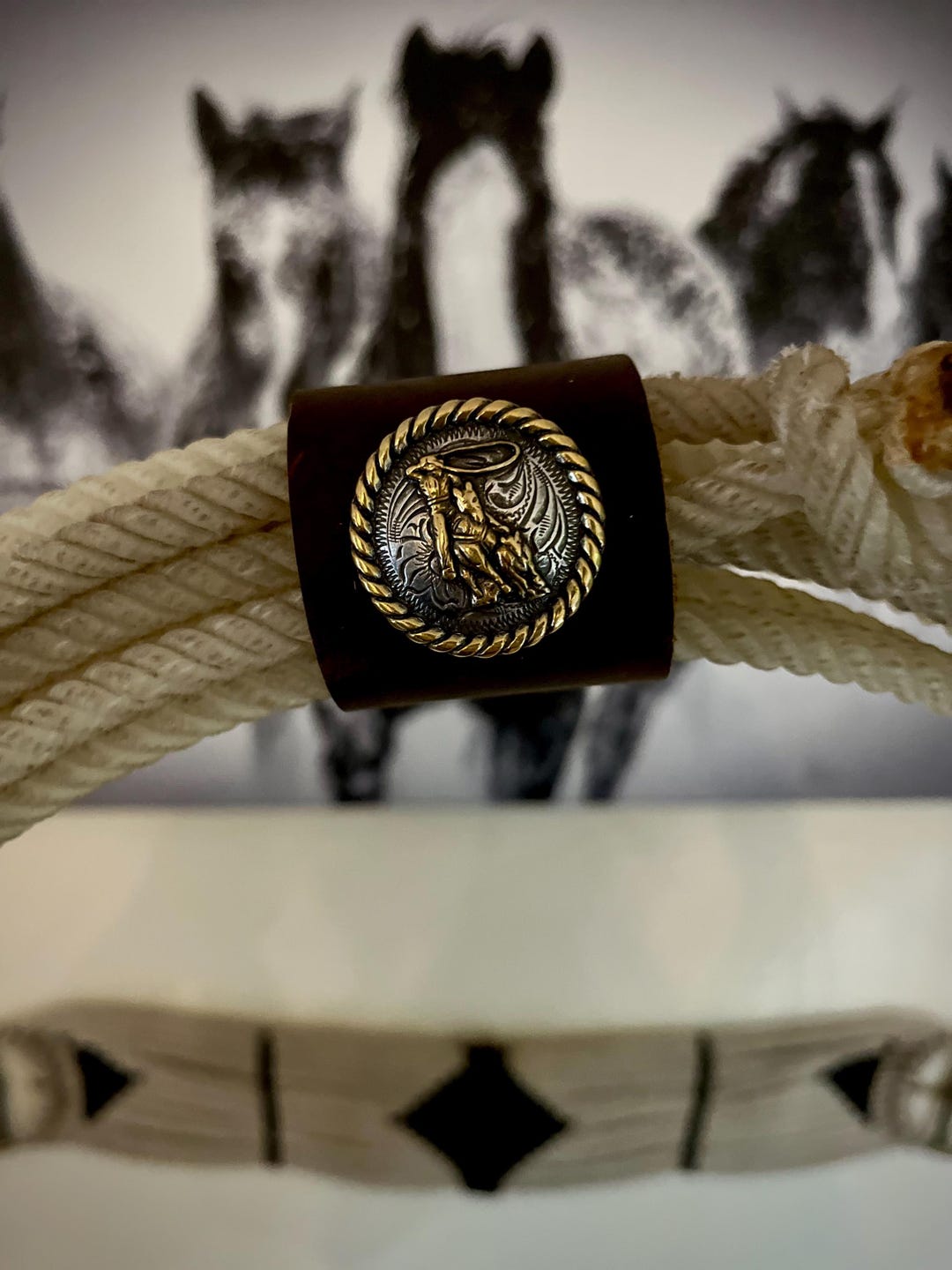 Rope Keeper, Rope Holder, Leather, Concho, Western Gift, Cowboy, Lasso ...